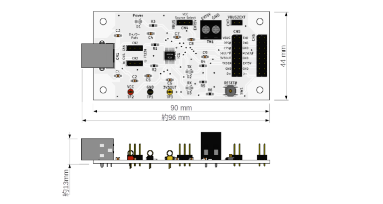 USB-UARTシリアル変換デバッグボード[FT230XS実装ボード] | 中川電子技研(株)